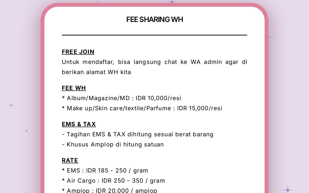 FEE SHARING WH
